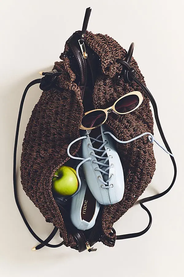 Maeve Tie-up Grommet Ballerina Flats - Light Blue