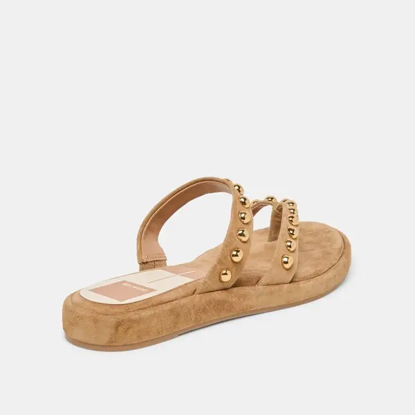 DOLCEVITA Amary Studded Sandals - Lt Brown Suede