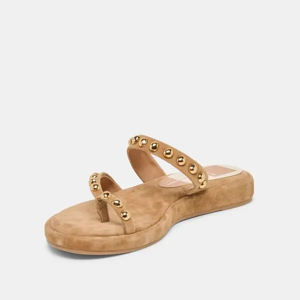 DOLCEVITA Amary Studded Sandals - Lt Brown Suede