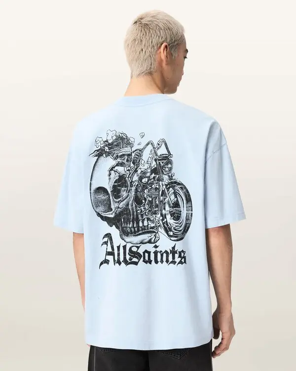 ALLSAINTS Panhead Oversized Graphic T-shirt - Blue