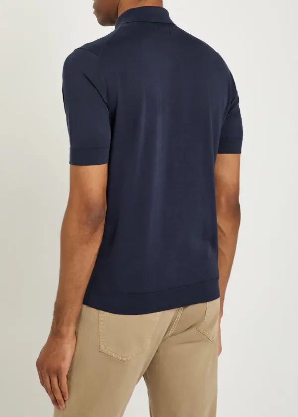 LARDINI Fine-knit Cotton Polo Shirt