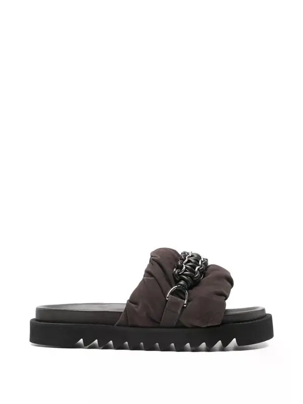 TOGA VIRILIS Chain-detail Padded Sandals - Brown