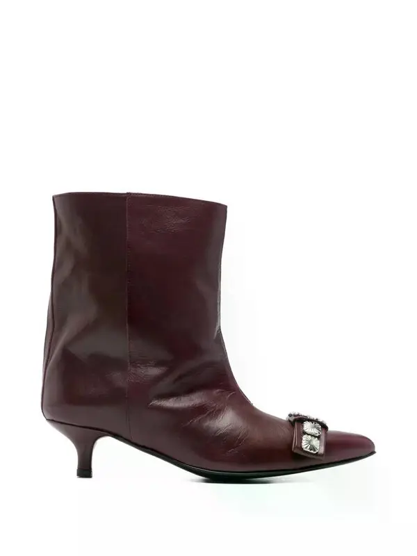 Toga Toe-embellished Leather Boots - Red