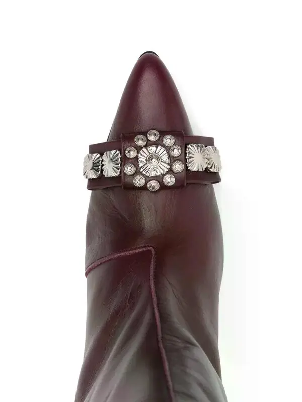 Toga Toe-embellished Leather Boots - Red