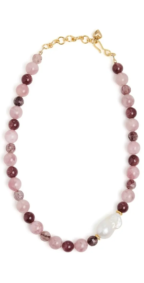 Brinker & Eliza Sugarplum Necklace - Strawberry Quartz Multi