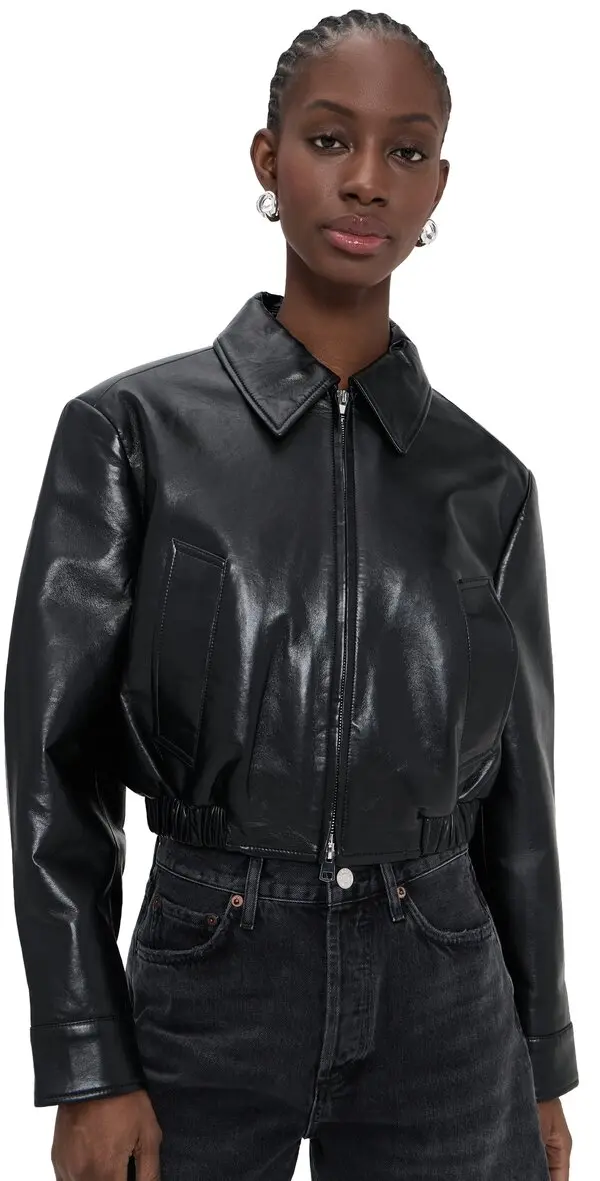 AGOLDE Nahla Cropped Leather Jacket - Detox