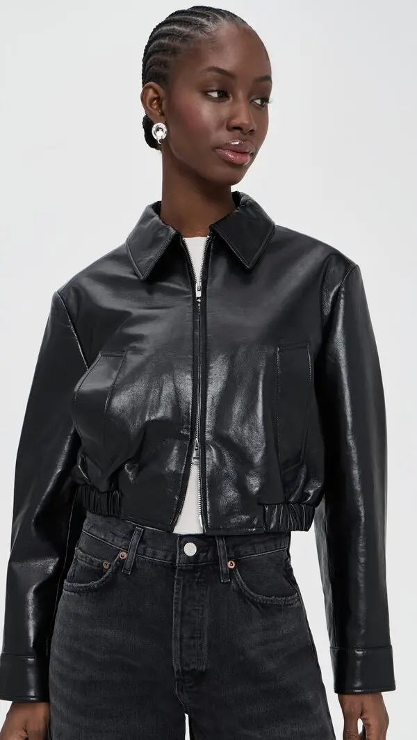 AGOLDE Nahla Cropped Leather Jacket - Detox
