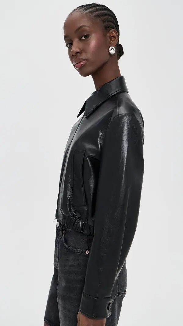 AGOLDE Nahla Cropped Leather Jacket - Detox