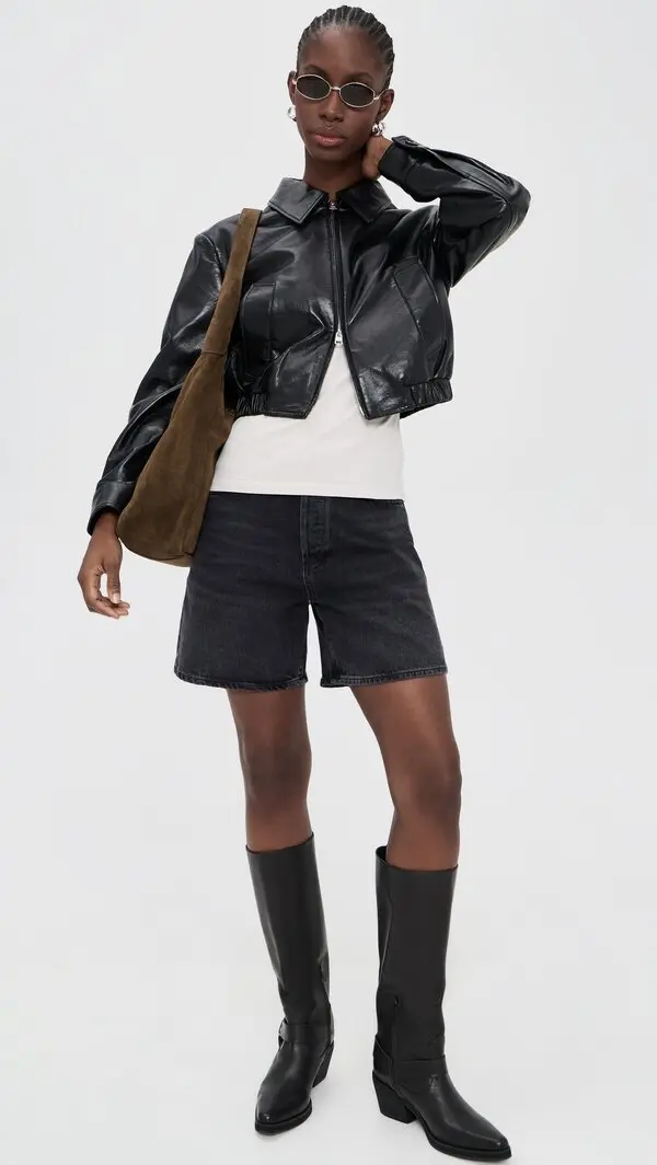 AGOLDE Nahla Cropped Leather Jacket - Detox
