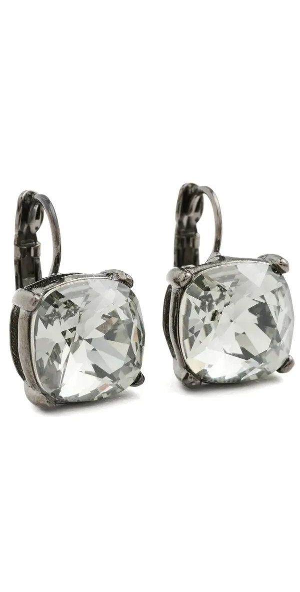 KENNETH JAY LANE Diamond Faceted Square Stone Earrings - Black Diamond