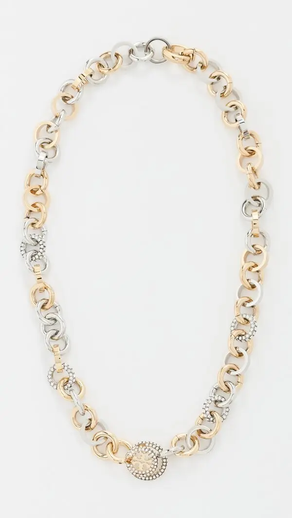 Tory Burch Icon Mixed Pavé Chain Necklace