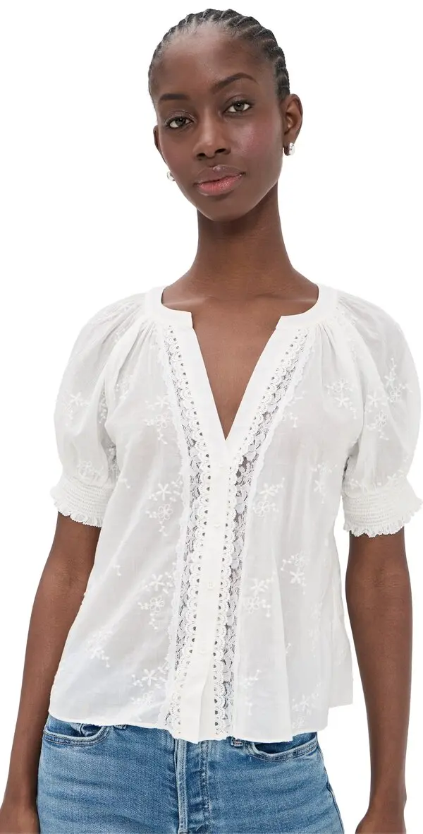 Alice + Olivia Thalia Floral Embroidered Blouse