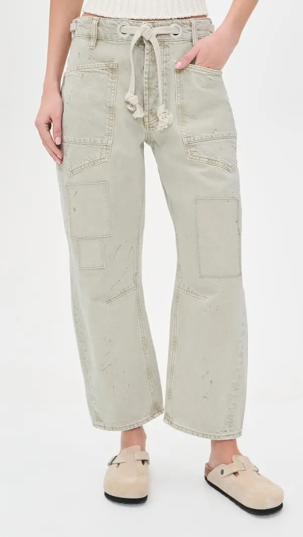 Free People Moxie Low Slung Barrel Jeans - Jetty