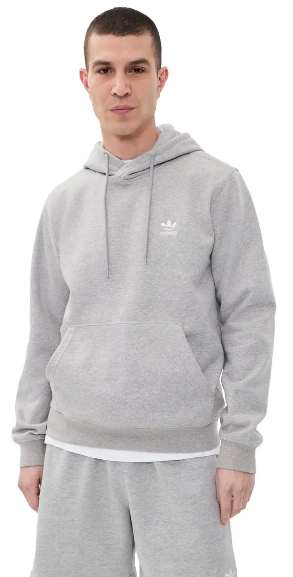 Adidas Trefoil Essentials Hoodie - Medium Grey Heather/white