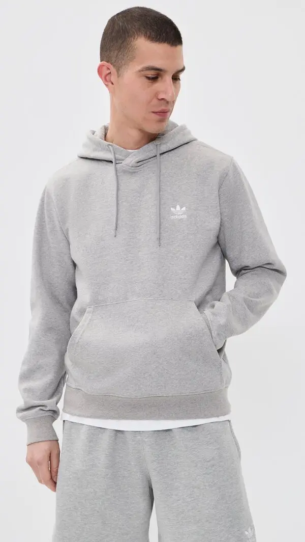 Adidas Trefoil Essentials Hoodie - Medium Grey Heather/white