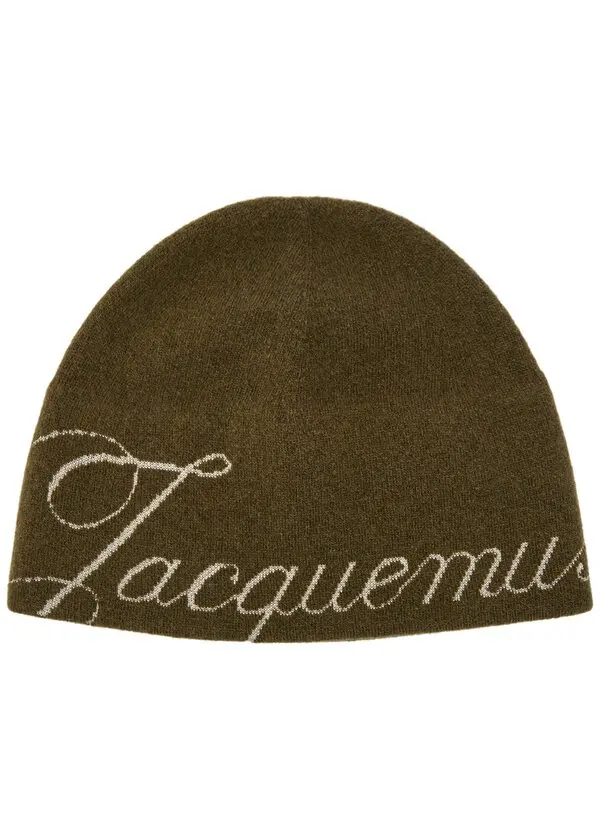 Jacquemus Le Bonnet Atelier Logo-intarsia Beanie - Khaki