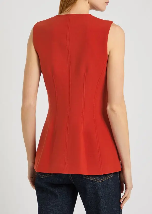 Veronica Beard Jessup Darted Tailored Vest - Red