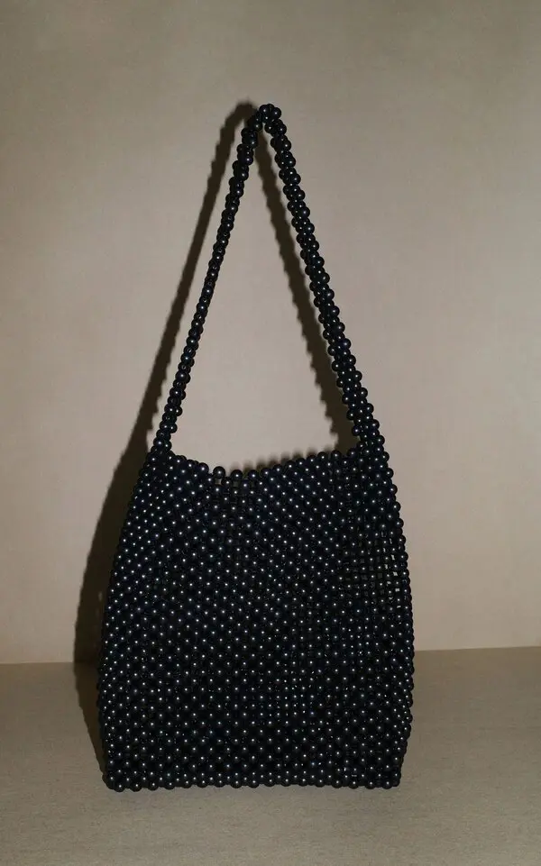 ST. AGNI Taxi Beaded Wooden Tote Bag