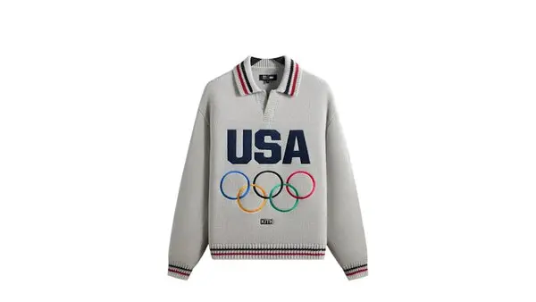 Kith Team Usa Nelson Rugby Sweater - Light Heather Grey