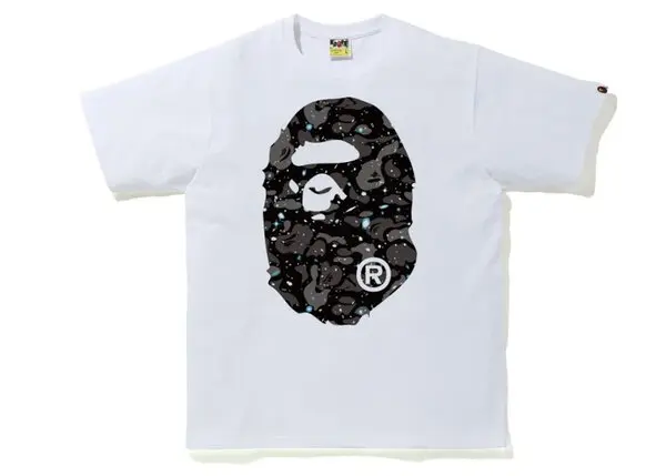 A BATHING APE Space Camo Big Ape Head Tee Shirt - White