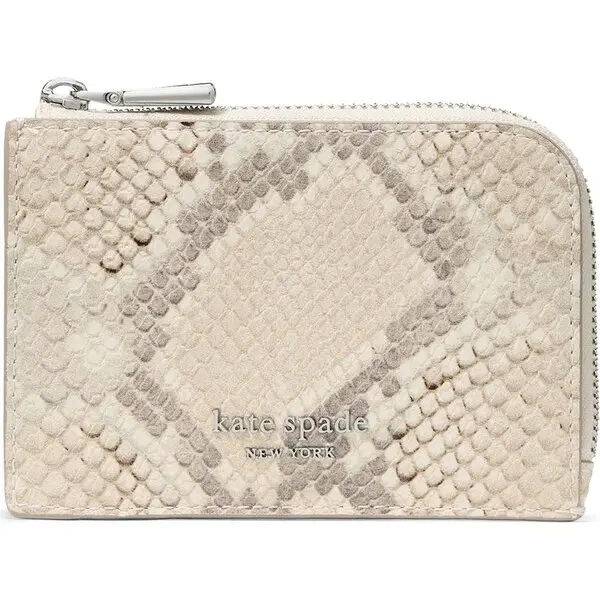 Kate Spade New York Mini Snake Embossed Leather Zip Card Case - Neutral Multi