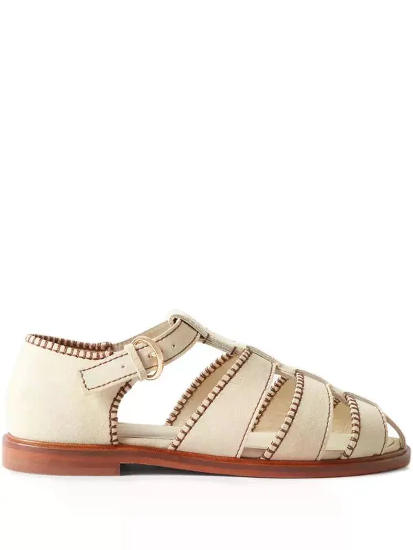Claudie Pierlot Suede Fisherman Sandals With Contrast Stitching