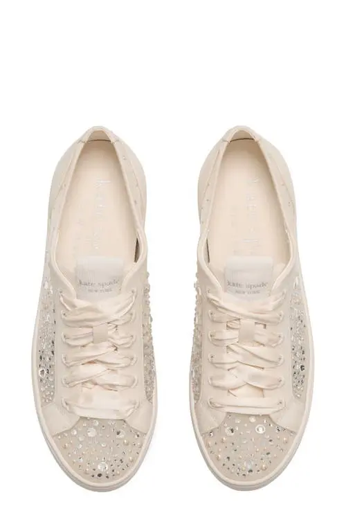 Kate Spade New York Sam Crystal Embellished Platform Sneaker - Cream