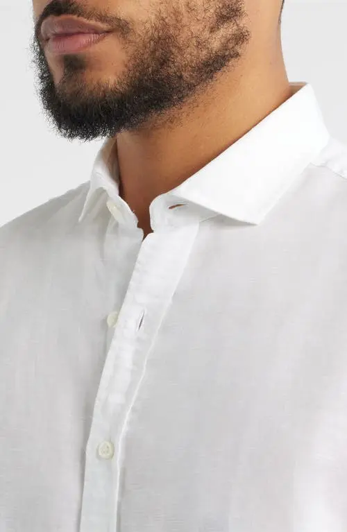 Johnnie-o Mccarthy Solid Linen Blend Button-up Shirt - White