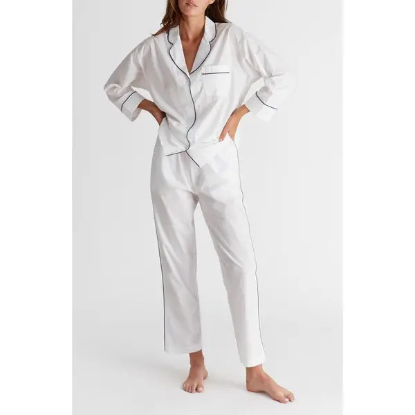 Sleepy Jones Marina Pajama Set - White Poplin