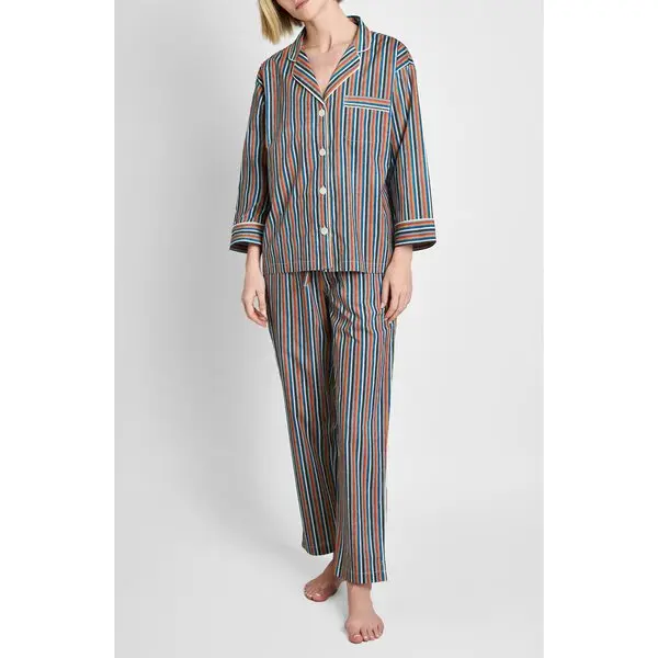 Sleepy Jones Marina Pajama Set - Woodblock Stripe