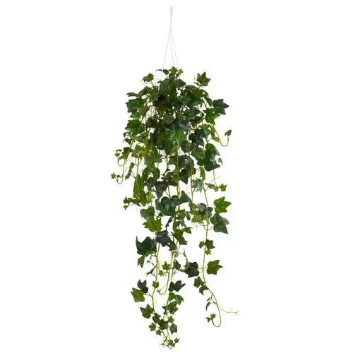 NEARLY NATURAL English Ivy Hanging Basket Artificial Plant - Green
