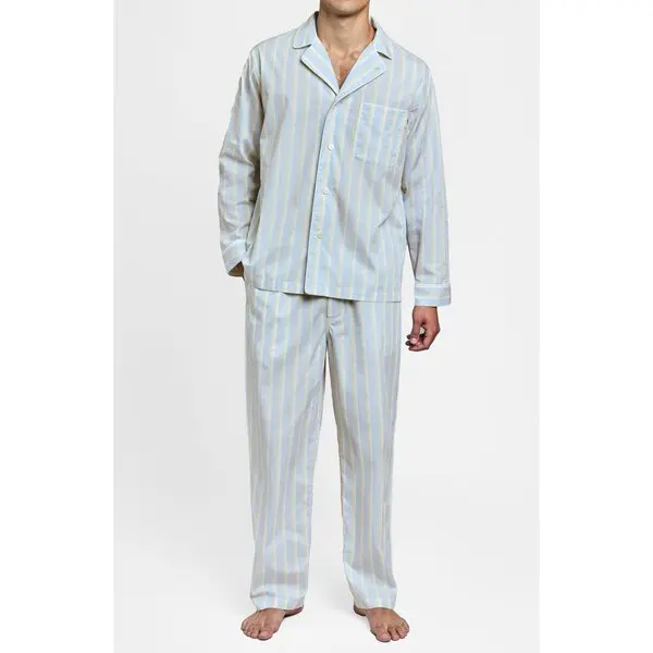 Sleepy Jones Lowell Pajama Set - Blue & Cream Double Stripe