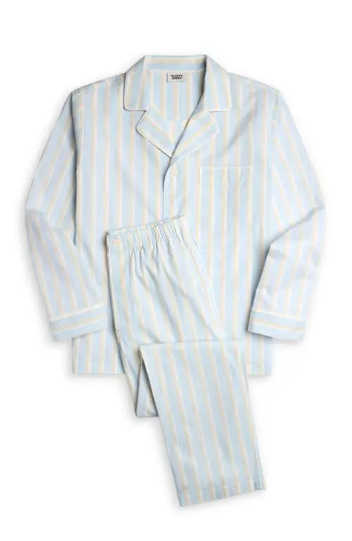 Sleepy Jones Lowell Pajama Set - Blue & Cream Double Stripe
