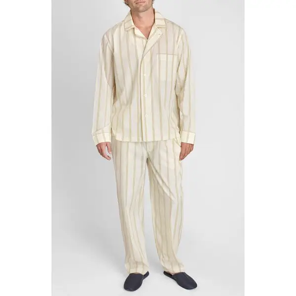 Sleepy Jones Lowell Pajama Set - Sand & Cream Stripe
