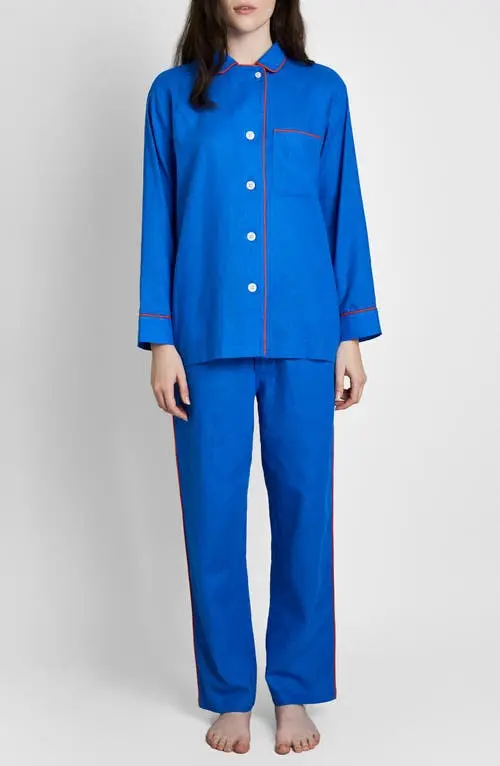 Sleepy Jones Linen-cotton Margaret Pajama Set - Azure