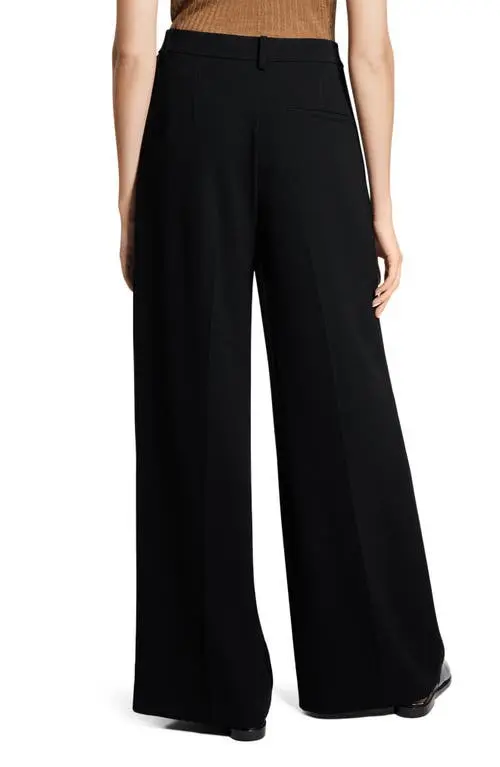 Theory Pleated High-rise Wide-leg Trousers - Black