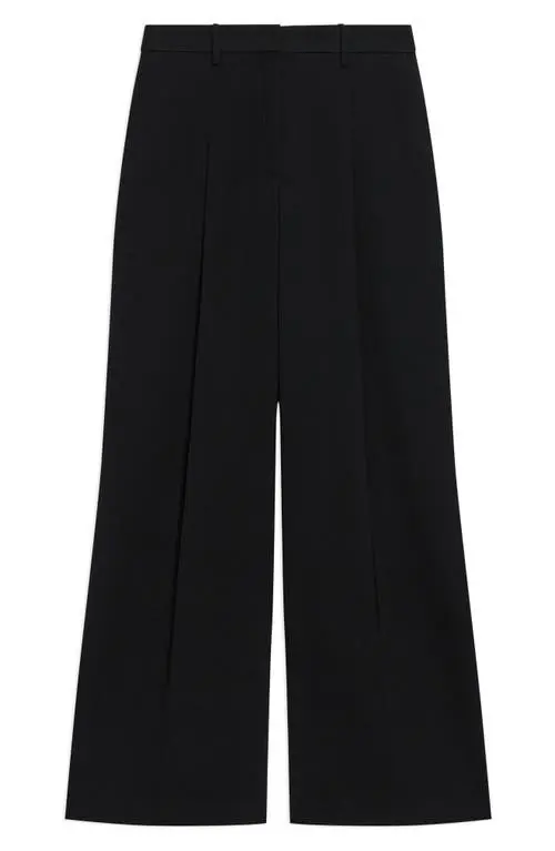 Theory Pleated High-rise Wide-leg Trousers - Black