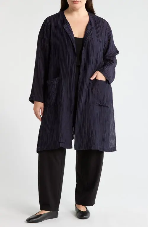 Eileen Fisher Micropleat Collarless Jacket