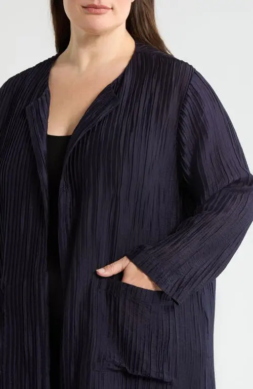 Eileen Fisher Micropleat Collarless Jacket