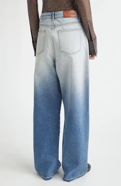 Monse Dégradé Bleached Studded Wide-leg Jeans - Indigo