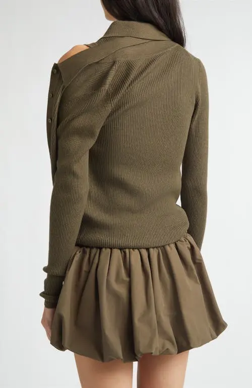 Monse Fold-up Slim Merino Wool Rib Cardigan
