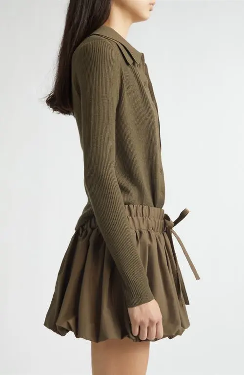 Monse Fold-up Slim Merino Wool Rib Cardigan