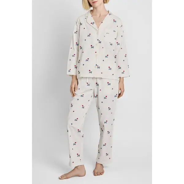 Sleepy Jones Marina Pajama Set - Embroidered Posy