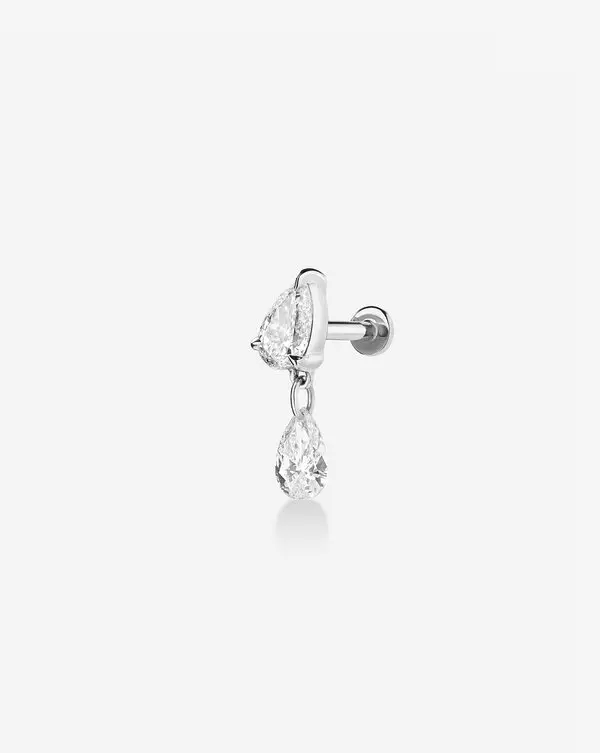 Ring Concierge Pear Drop Lab Diamond Flatback Earring - One-color