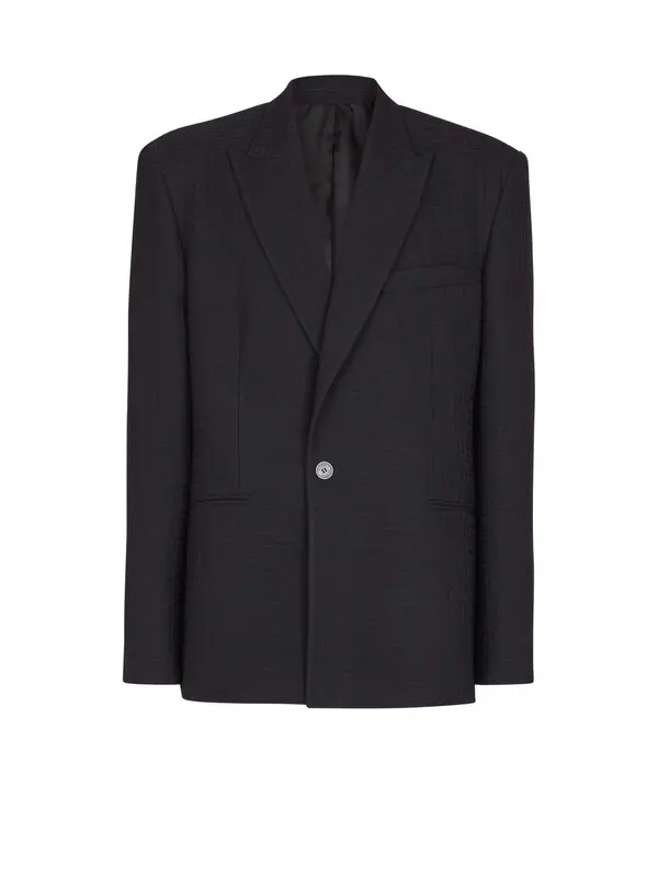 Balmain Monogram Grain De Poudre Single-button Jacket