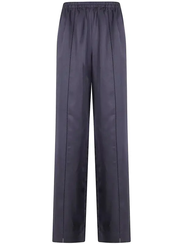 Loulou De Saison Lars Elastic Waistband Silk Pants - Black
