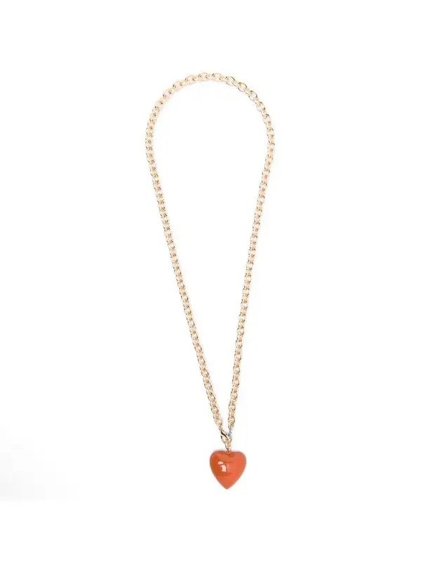 ROXANNE ASSOULIN Puffy Heart Brass Necklace - Red
