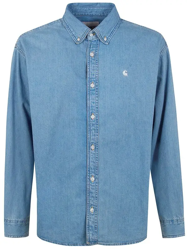 Carhartt Work In Progress Long Sleeves "lucas" Denim Shirt - Blue