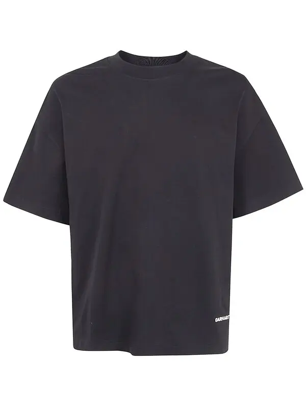 Carhartt Work In Progress Short Sleeves "script" Organic Cotton T-shirt - Black