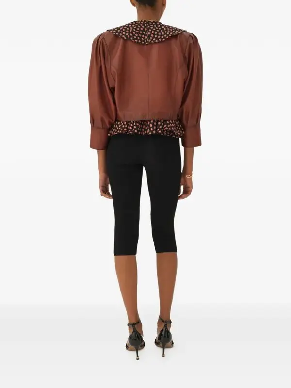 Chloé Cropped Leather Jacket - Brown